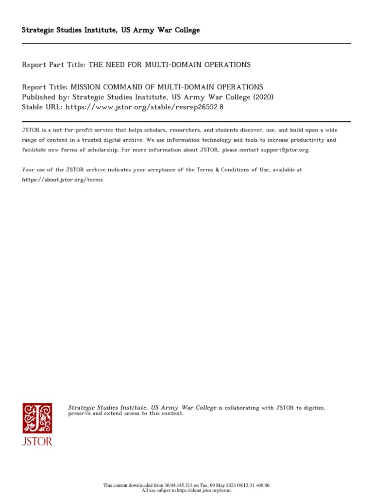 The Need For Multi-Domain Operations | PDF | Maneuver Warfare ...