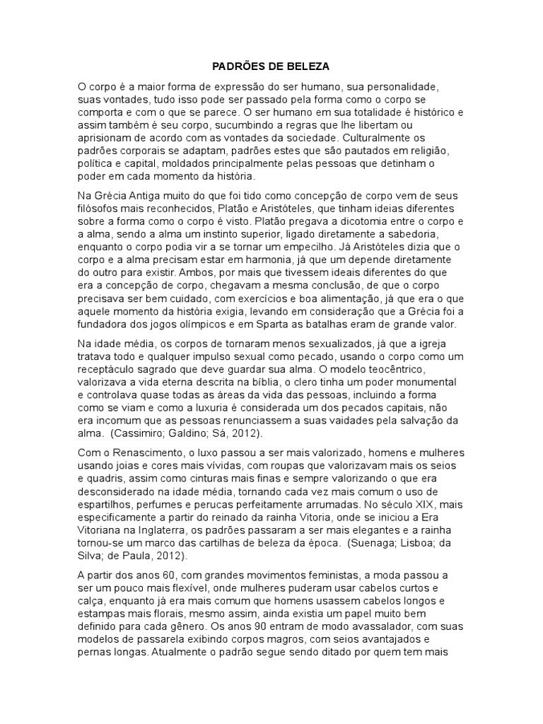Padrões de Beleza | PDF | Beleza | Aristóteles Padrões de Beleza | PDF | Beleza | Aristóteles