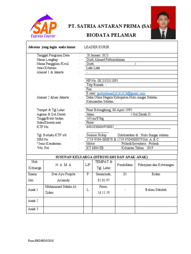 Form Biodata+form Penjamin Pelamar Staf FIX Terbaru | PDF