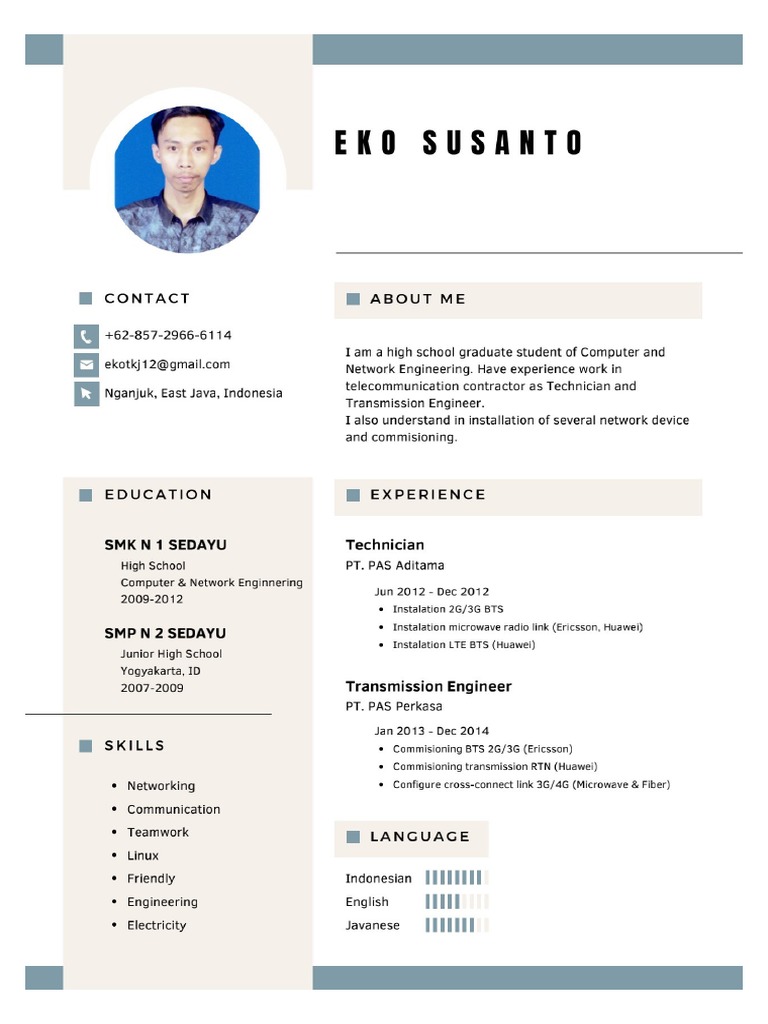 CV Eko Susanto Engineer | PDF