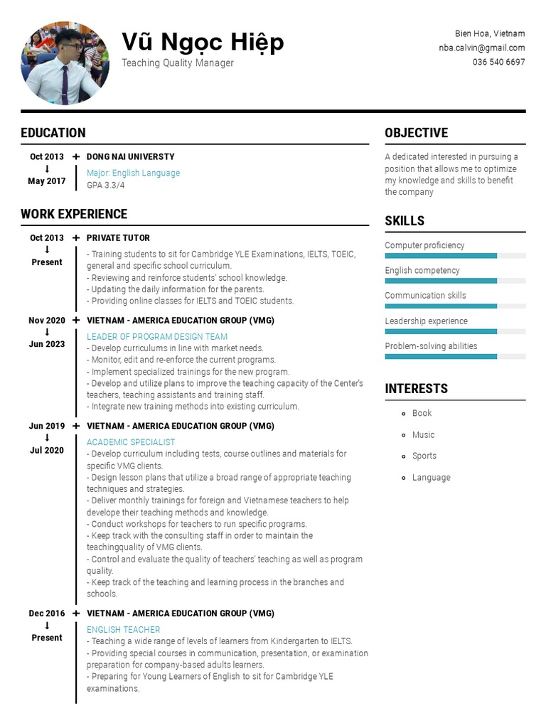 Vu Ngoc Hiep - CV | PDF | Teachers | Educational Technology