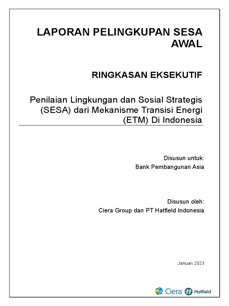 SESA Scoping Report INA | PDF | Sains & Matematika