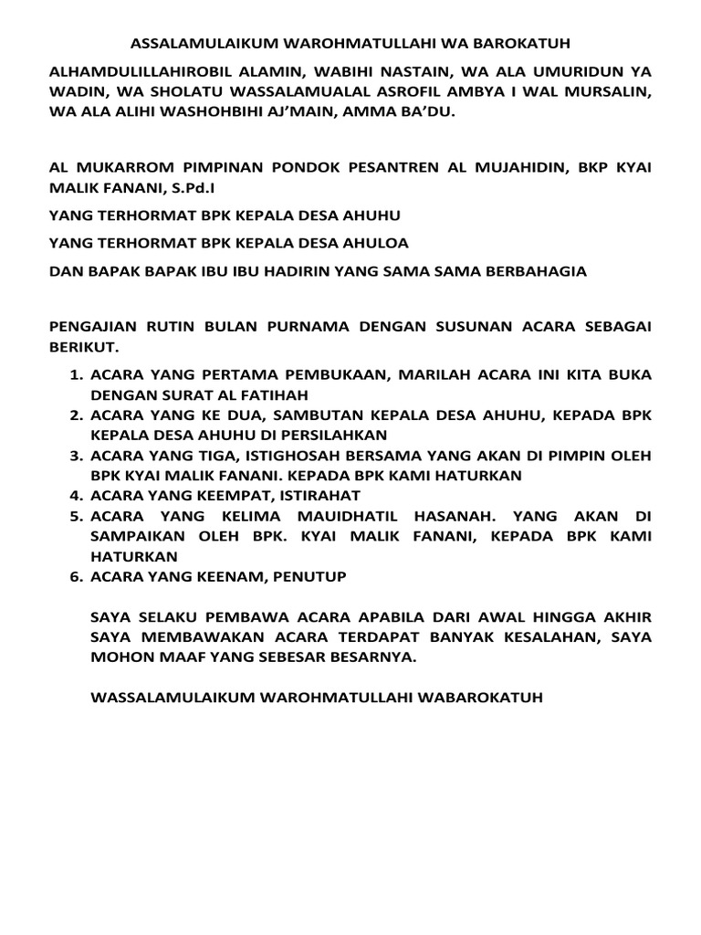 Susuna Acara Istighosah | PDF | Kajian Bahasa Asing | Agama & Spiritualitas