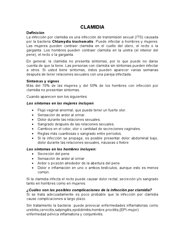 Clamidia | PDF | Infección transmitida sexualmente | Salud pública