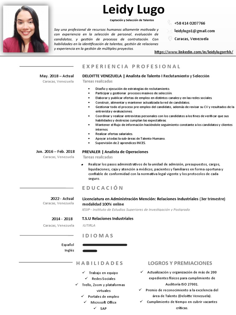 CV Leidy Lugo RRHH | PDF | Gestión de recursos humanos | Business