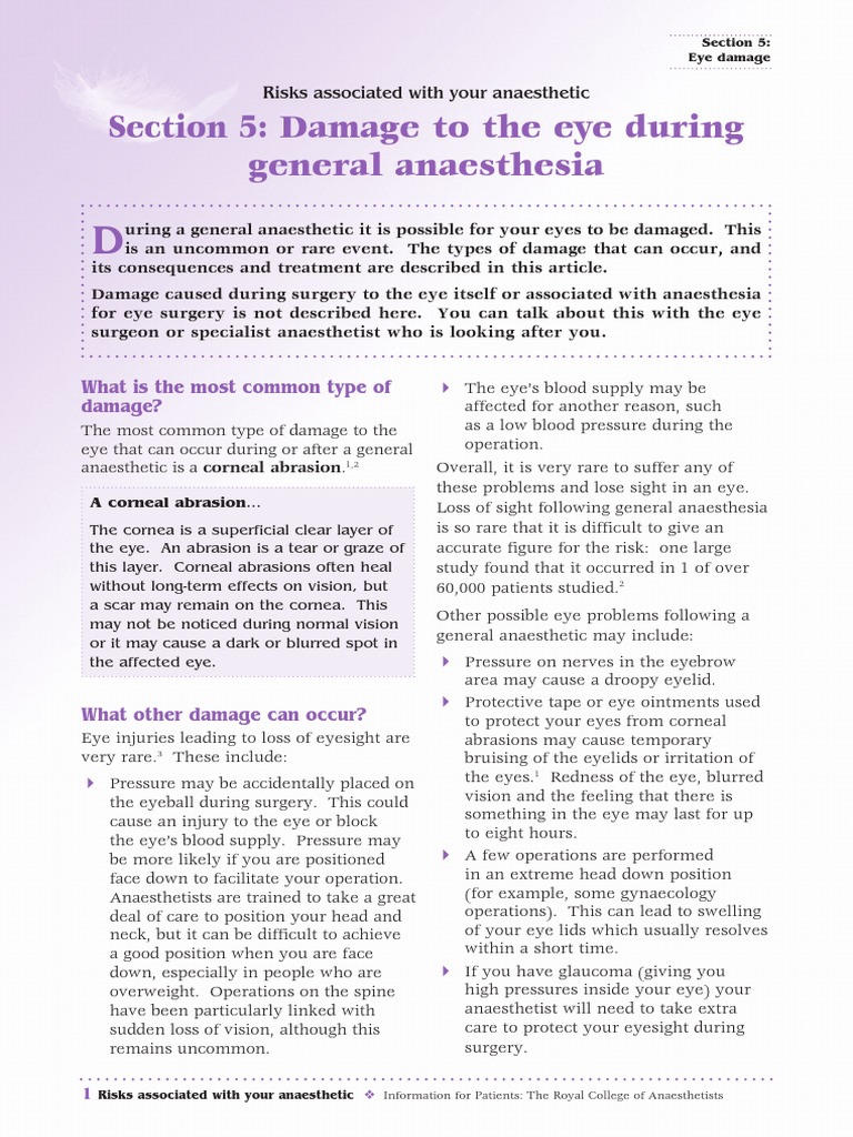 Risk of Eye Damage During Anaesthesia | PDF | Cornea | Surgery