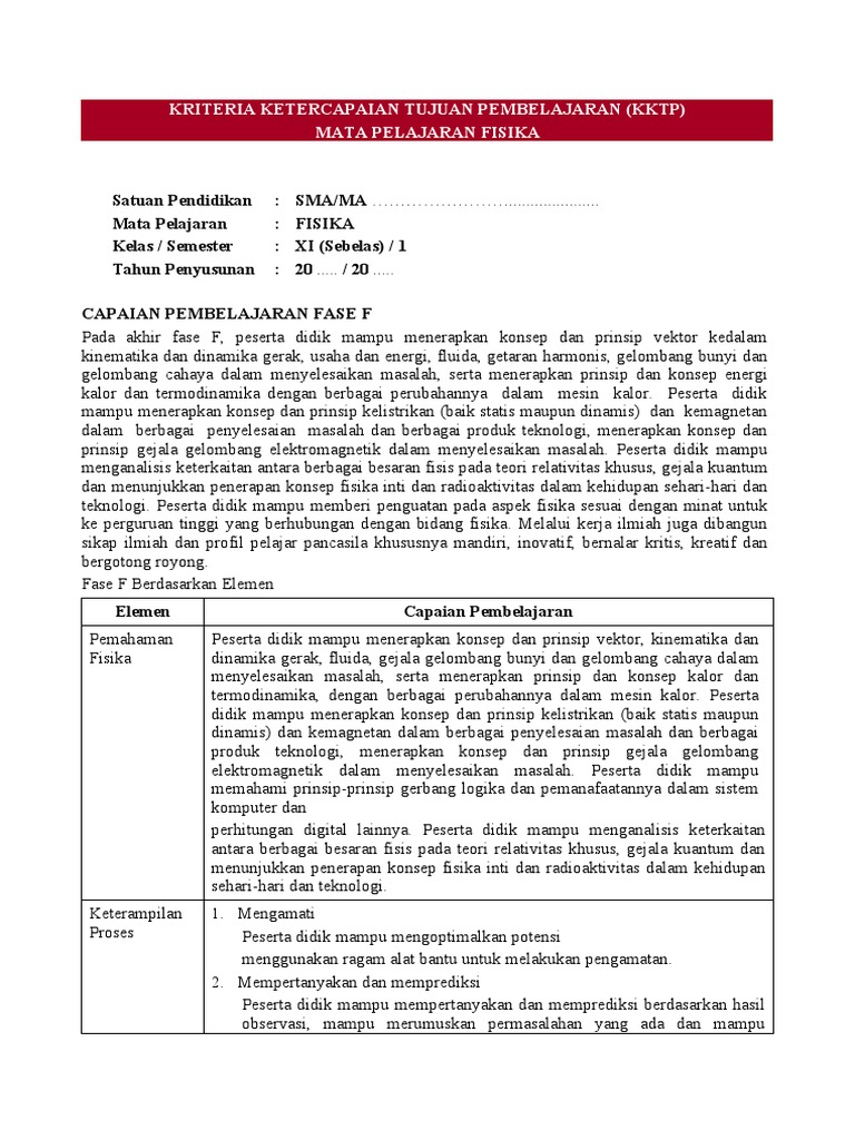 KKTP - Fisika 11 | PDF