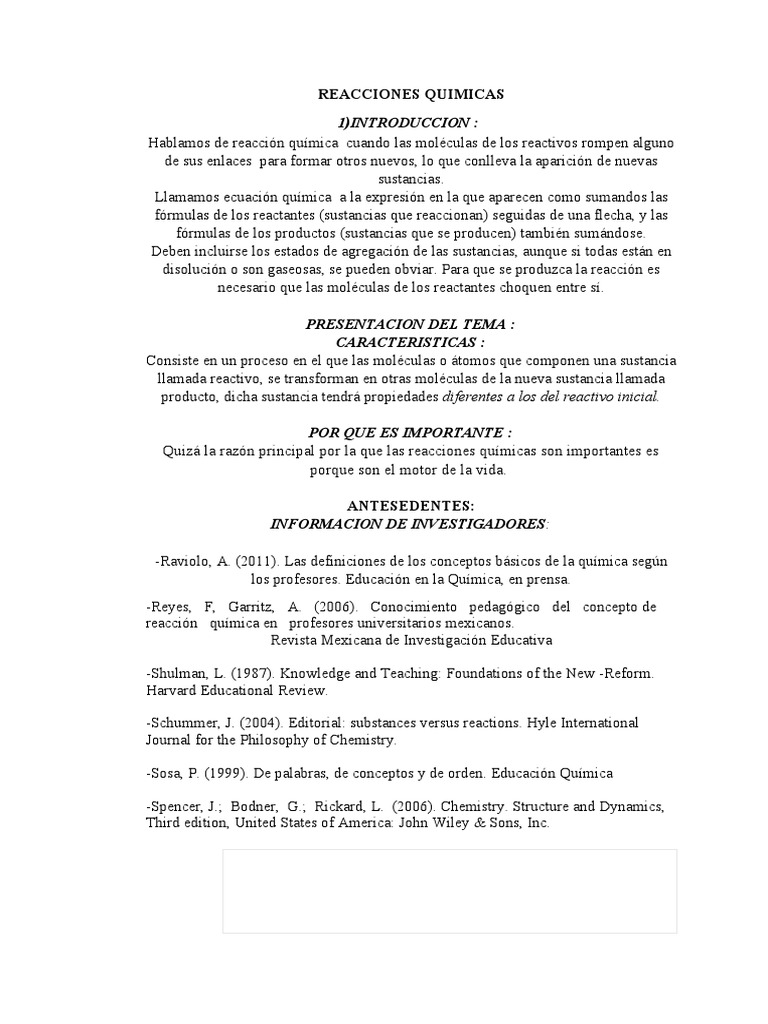 Reacciones Quimica | PDF | Química | Reacciones químicas