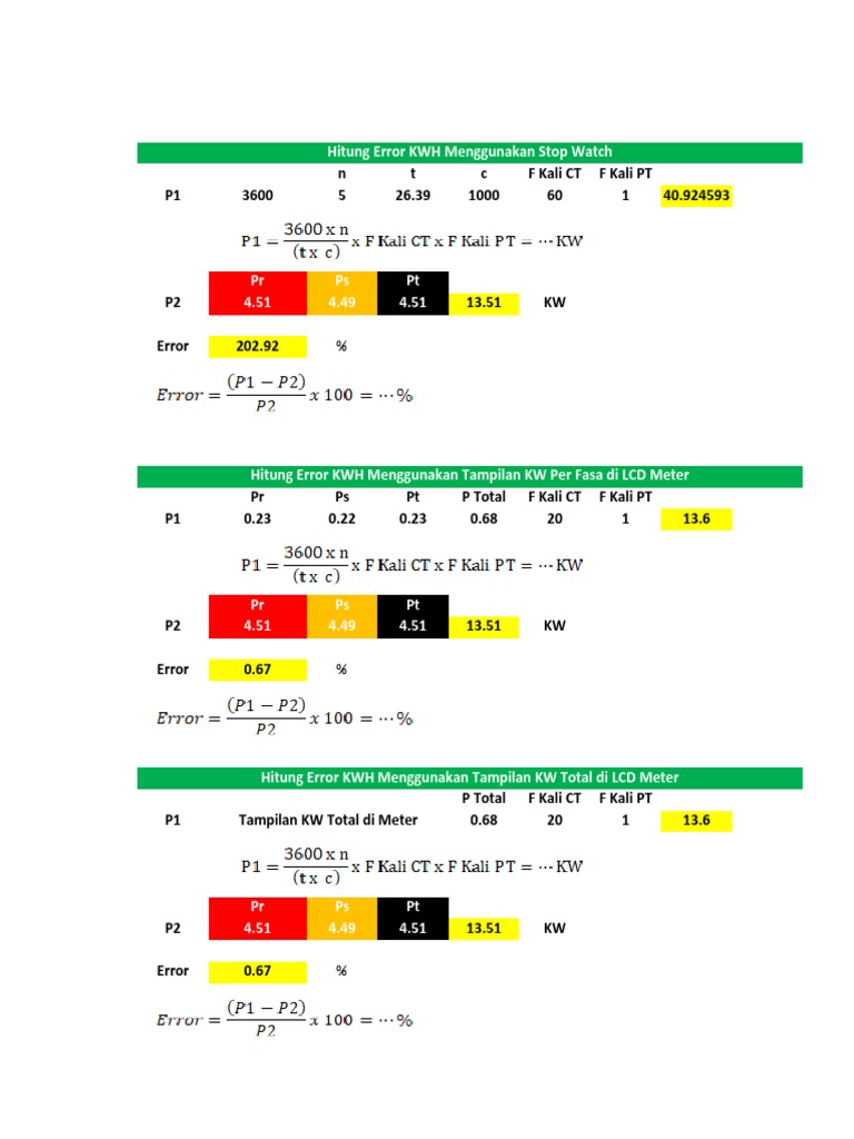 Rumus Hitung Error KWH Meter | PDF
