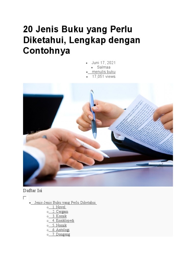 20 Jenis Buku Yang Perlu Diketahui | PDF