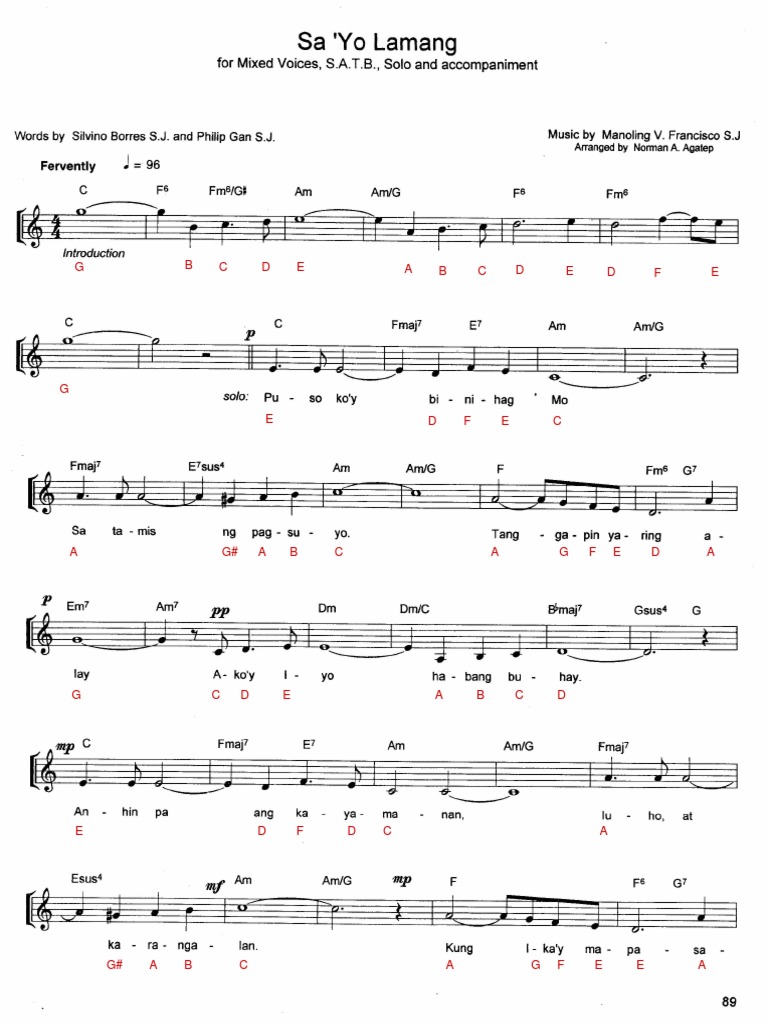 Sayo Lamang Chords and Lyrics | PDF
