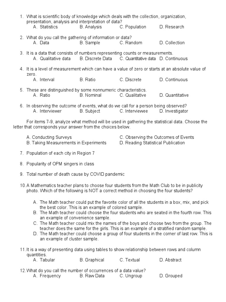 Reviewer4thq g7 | PDF | Statistics | Level Of Measurement