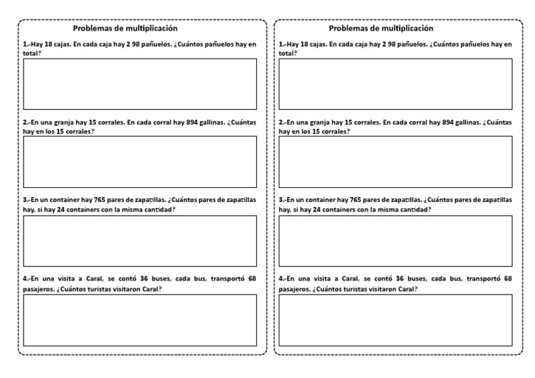 15 Problemas de Multiplicación | PDF