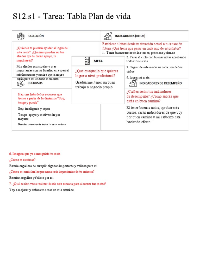 S12.s1 - Tarea: Tabla Plan de Vida | PDF