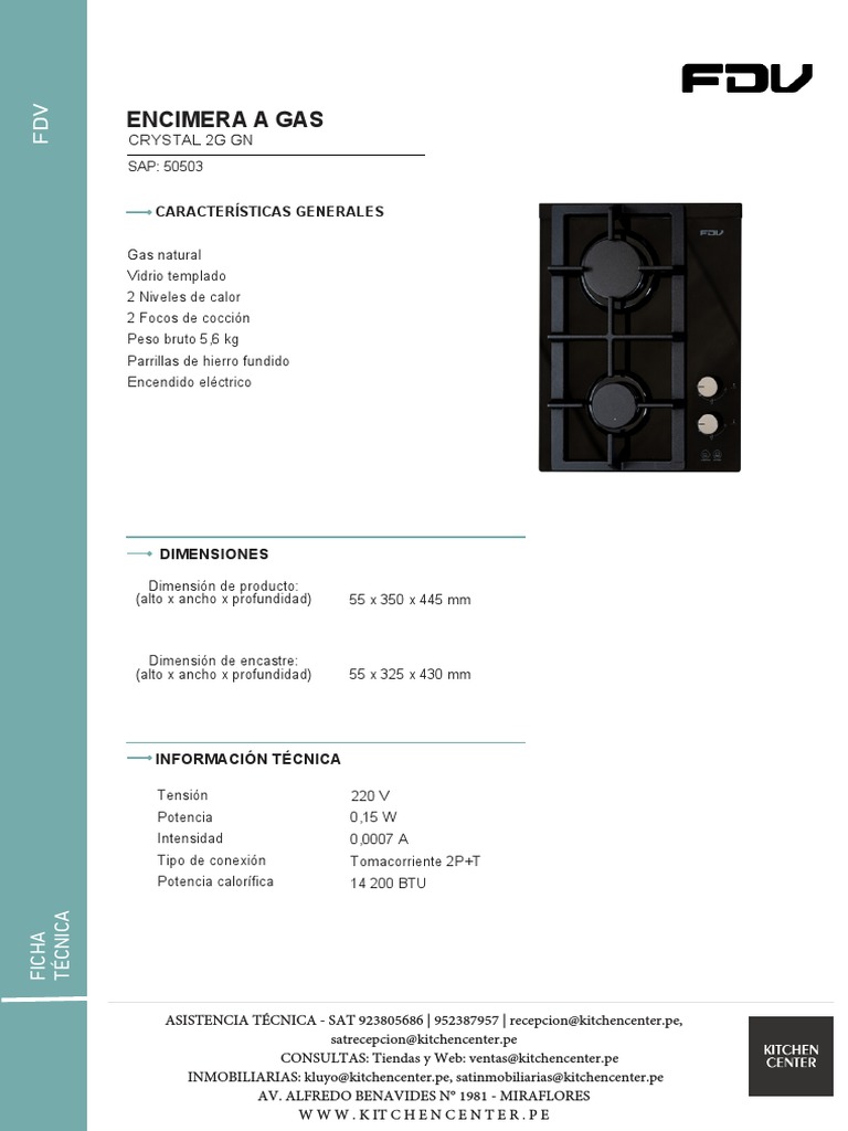 50503-Ft-rdi-Encimera A Gas Crystal 2g GN-VF | PDF | Ciencias fisicas ...