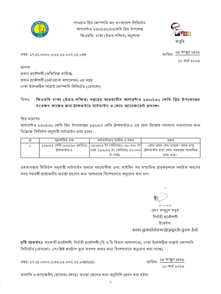 Shutdown Load Management Letter Format | PDF Shutdown Load Management Letter Format | PDF