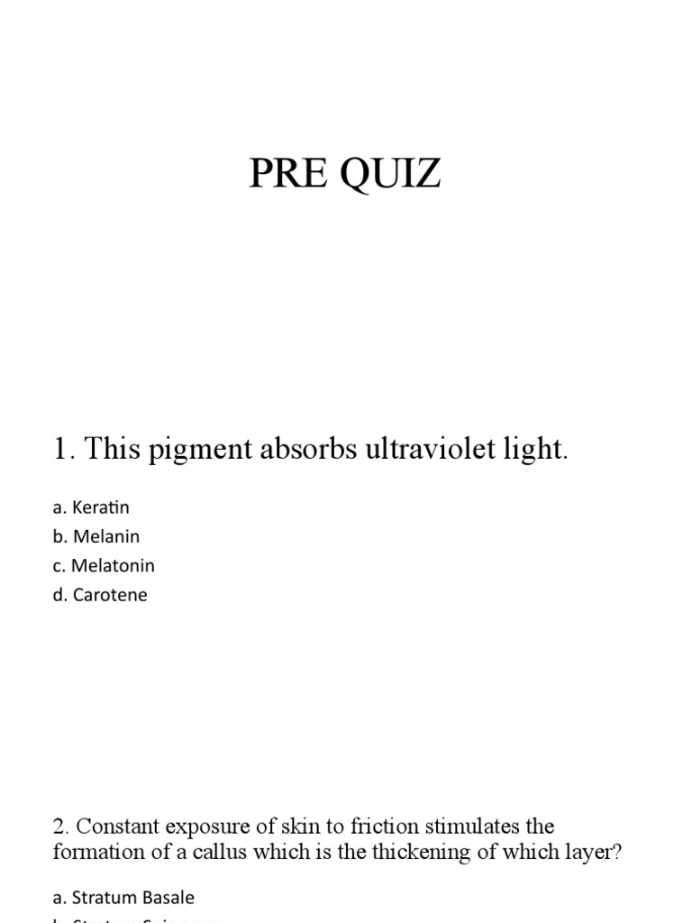 Quiz Integumentary System | PDF | Skin | Wound Healing
