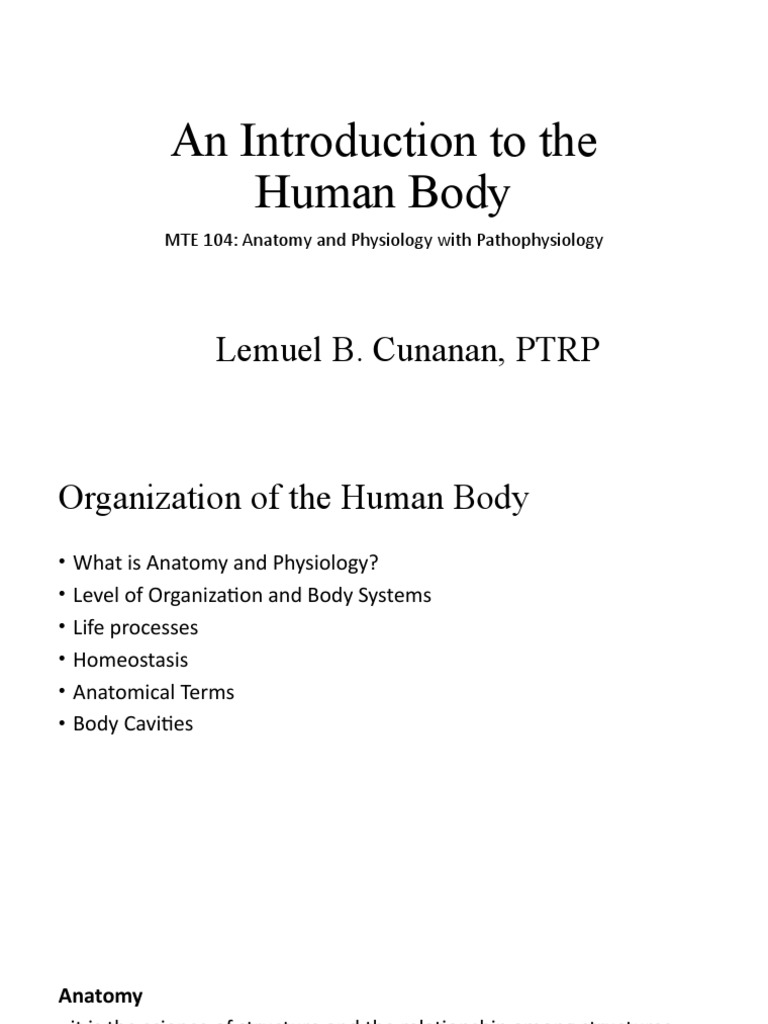 Lesson 1 Introduction To Human Body | PDF | Anatomical Terms Of ...