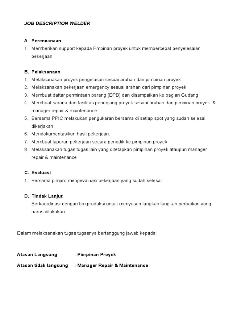 Job Desk Welder | PDF