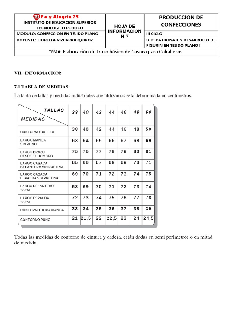 Trazo Basico Molde Casaca Caballero | PDF