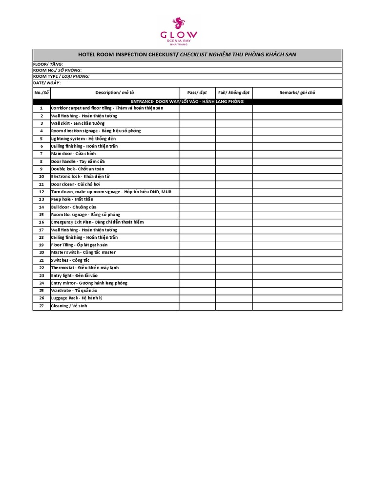 FQM-Hotel Room - Inspection - Checklist | PDF