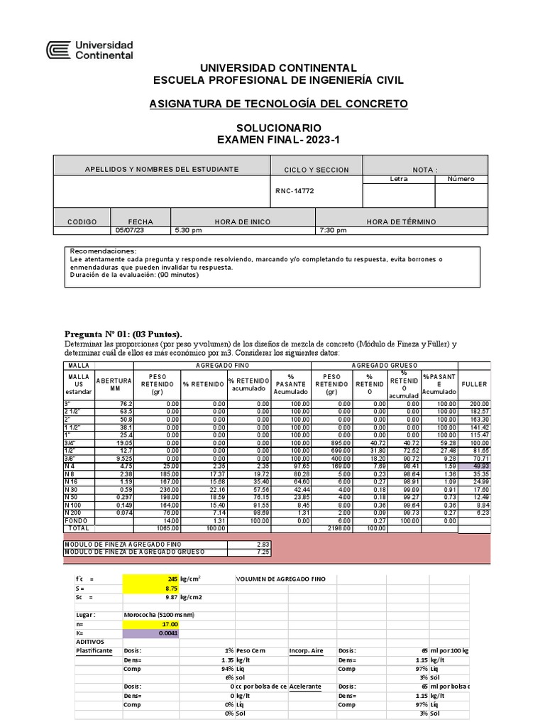 Solucionario Examen Final 14772 | PDF | Unión | Conocimiento procedimental