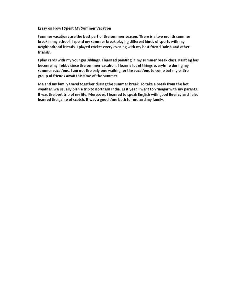 My Summer Vacation Experience | PDF