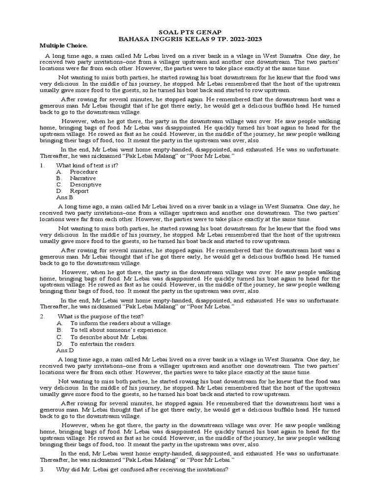 Soal Pts II Genap 22-23 | PDF | Bat | Moon