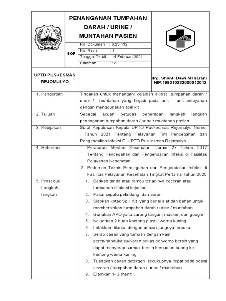 Sop Penanganan Tumpahan | PDF
