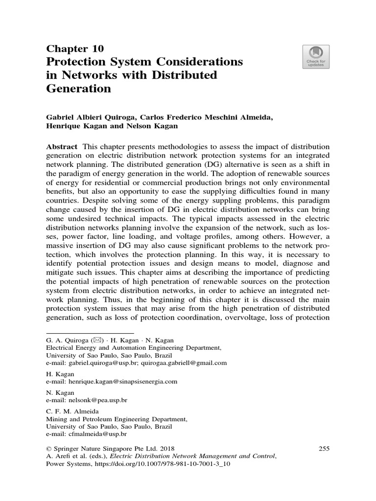 Protection System Considerations in Networks With Distributed Ge 2018 ...