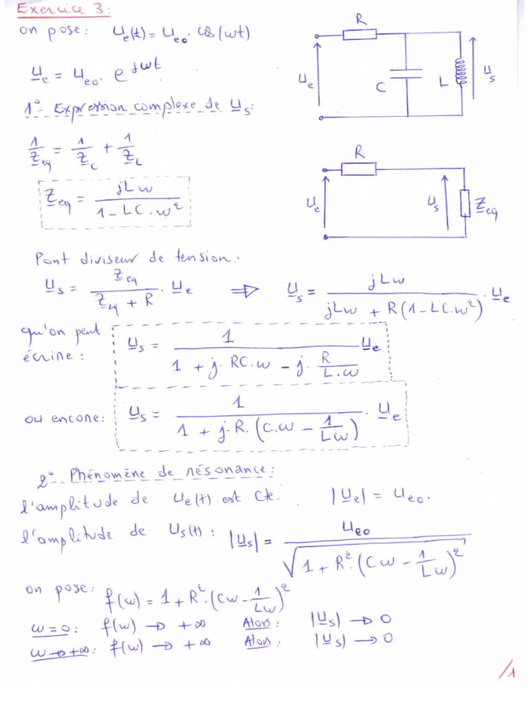 Régime Sinusuidal - Ex3 - Corrigé | PDF
