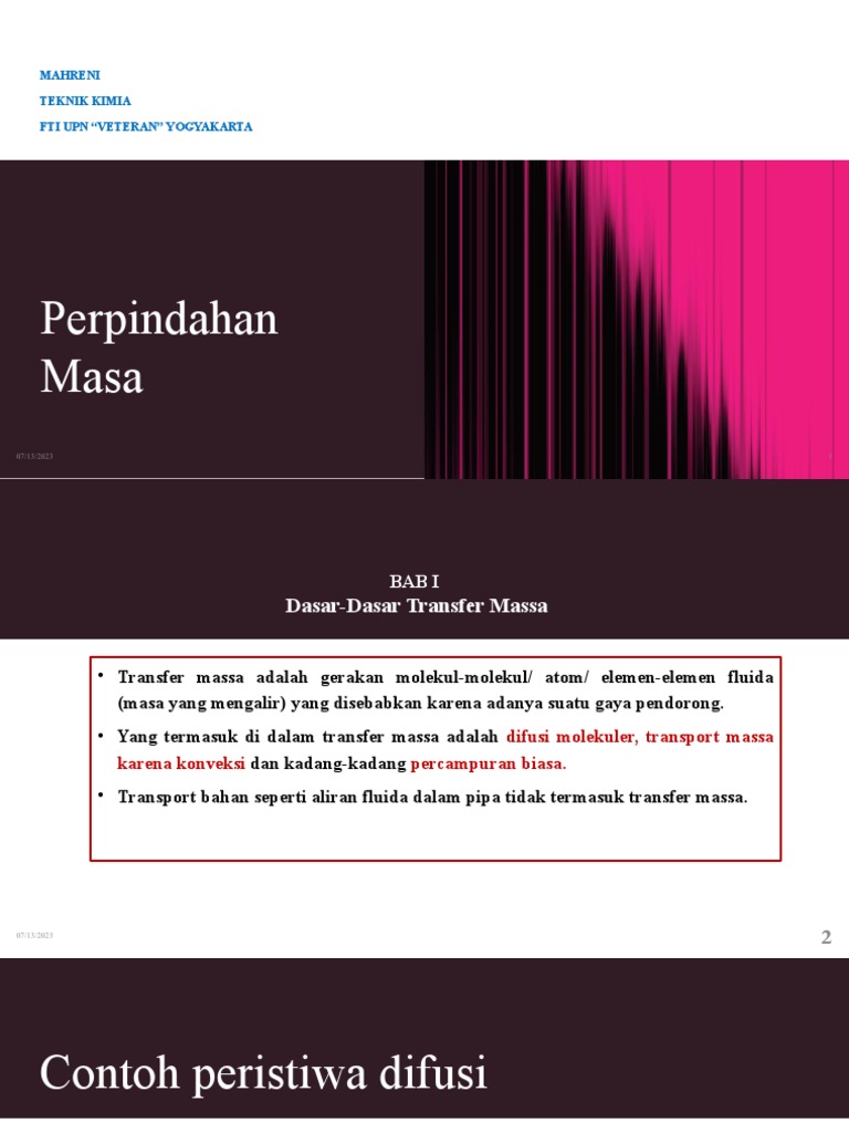 Dasar-Dasar Transfer Massa dalam Teknik Kimia | PDF