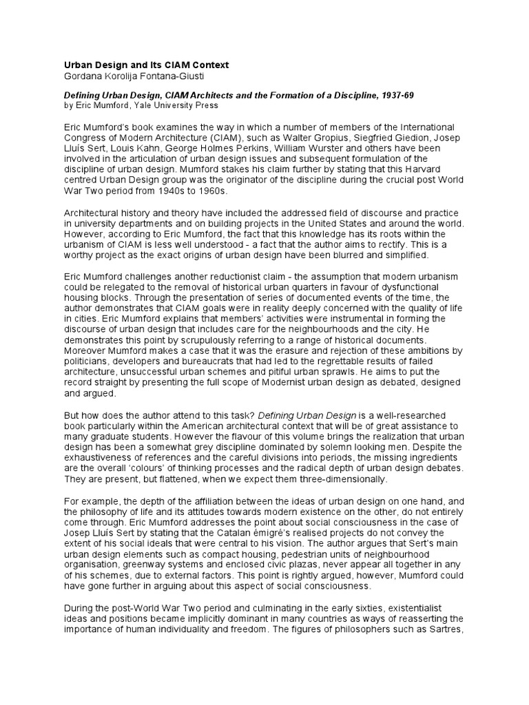 Eric Mumford Defining Urban Design CIAM | PDF | Urban Design | Design
