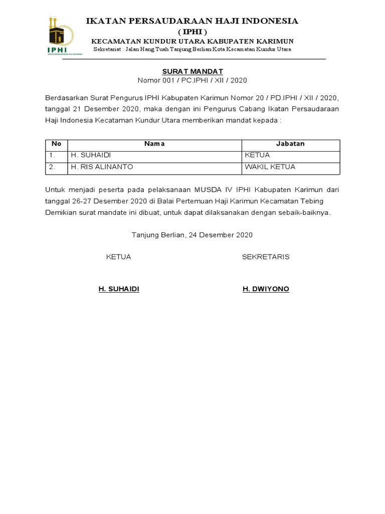 Surat Mandat | PDF