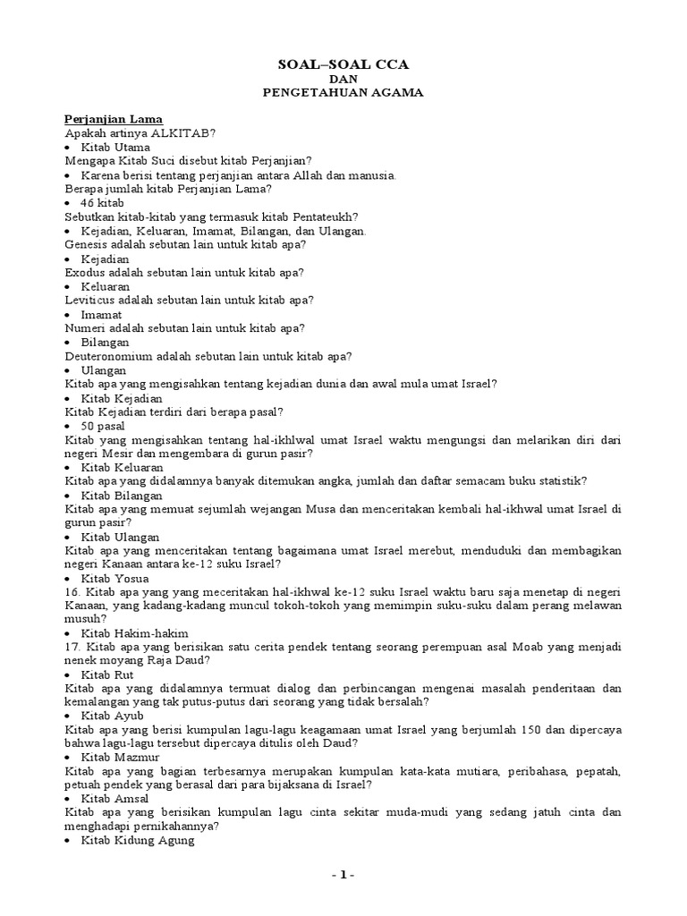 Soal-Soal Cca: DAN Pengetahuan Agama Perjanjian Lama | PDF
