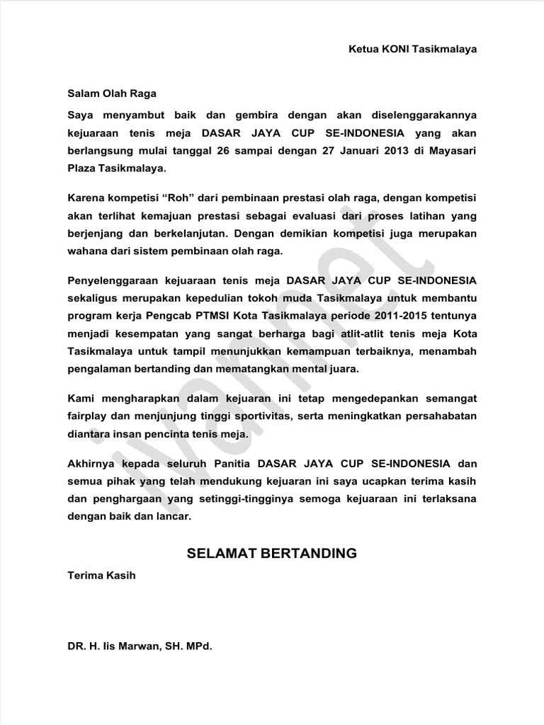 Proposal Kejuaraan Tenis Meja Pdf