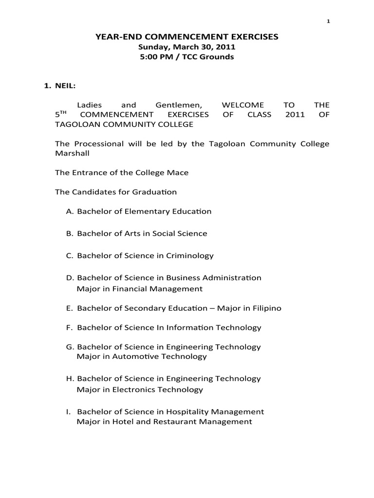 Graduation Script 1 | PDF | Educational Stages