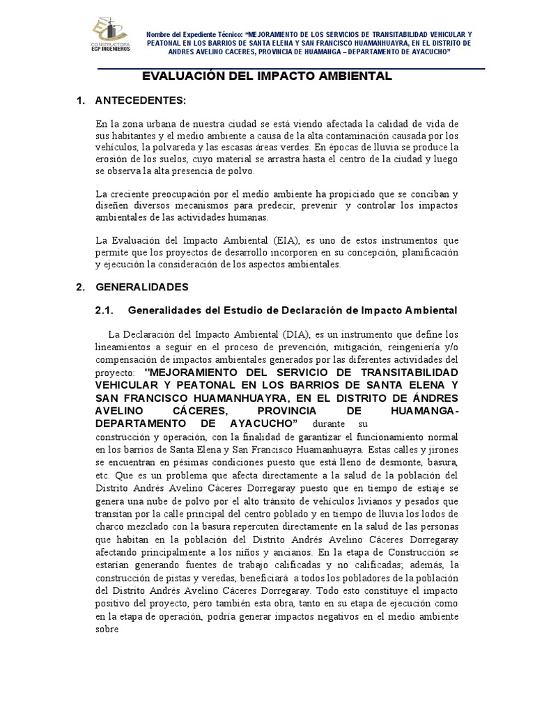 Impacto Ambiental Ok | PDF | Evaluación de impacto ambiental | Entorno natural