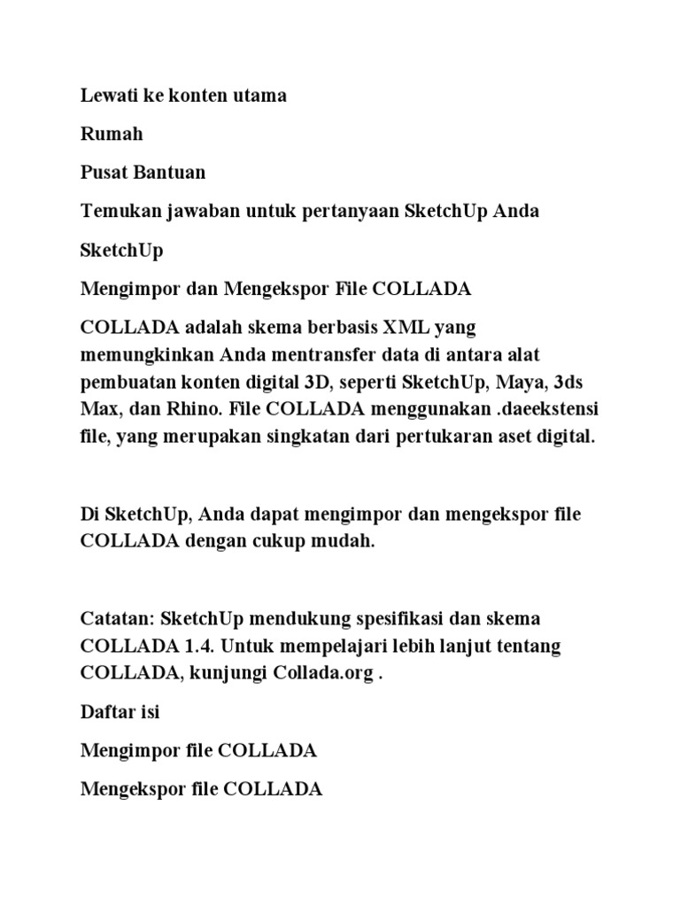 Panduan Impor Ekspor COLLADA di SketchUp | PDF