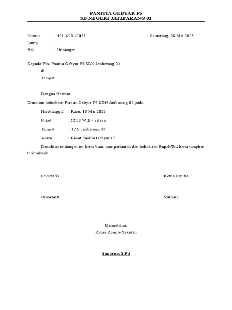 Undangan P5 Gebyar | PDF