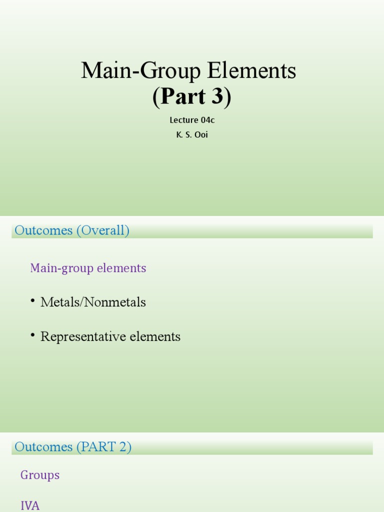 Lecture04c - Main-Group - Elements-PART3 - Pen | PDF | Nitrogen | Chlorine