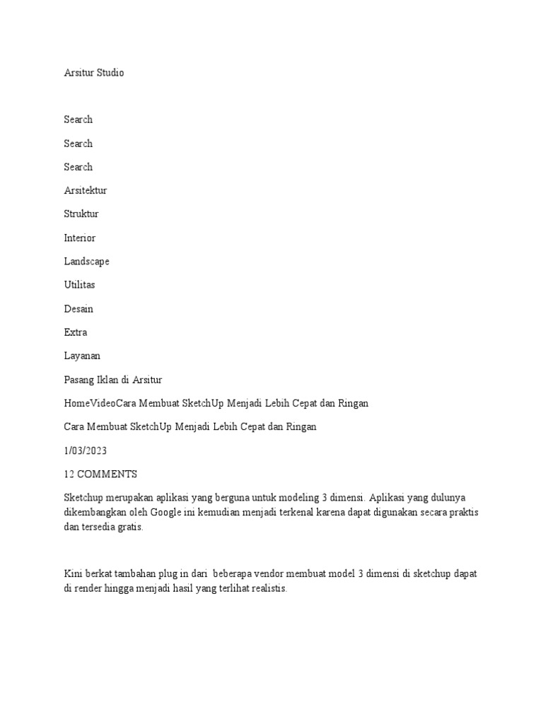 Setting Sketchup Jadi Ringan | PDF