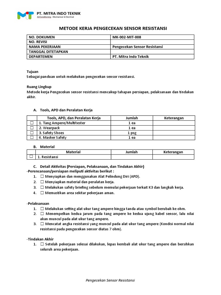 Panduan Pengecekan Sensor Resistansi | PDF | Sains & Matematika