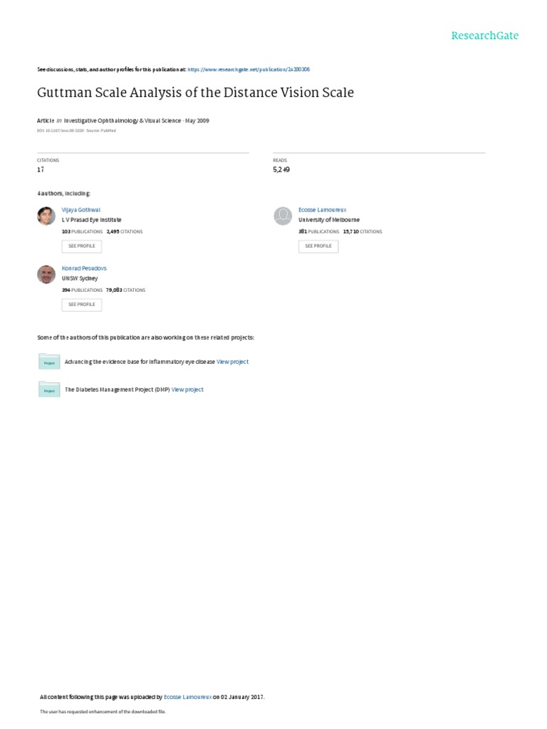Guttman Scale Analysis of The Distance Vision Scal | PDF | Likert Scale ...