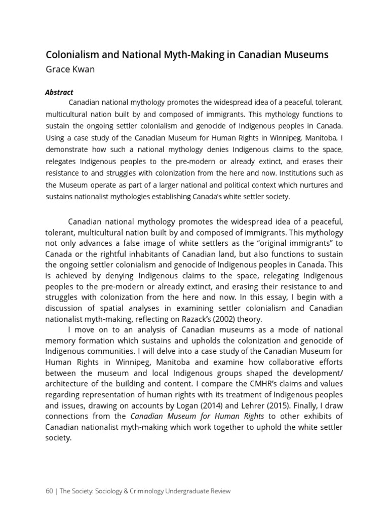 Colonialism and National Myth-Making in Canadian Museums (Grace Kwan ...