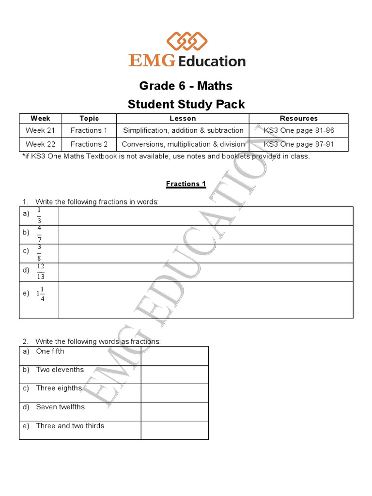 Fractions: Addition, Subtraction, Multiplication | PDF | Mathematics ...