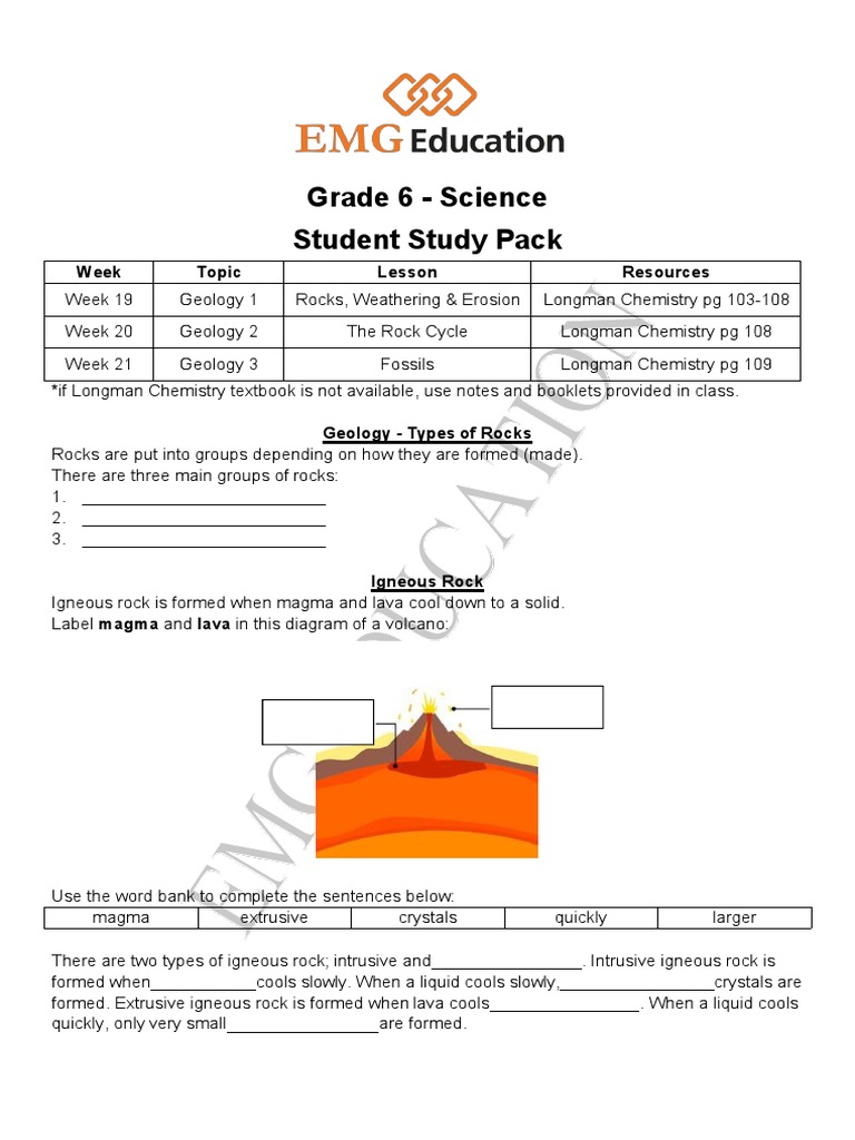Grade 6 Science Study Pack 2 Geology | PDF | Rock (Geology ...