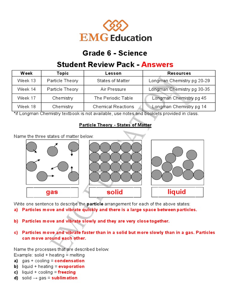 Grade 6 Science Study Pack 1 + Answers | PDF | Chemical Elements ...