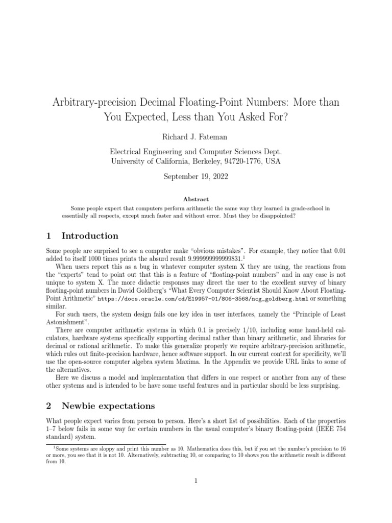 Arbitrary-Precision Decimal Floating-Point Numbers | PDF | Decimal ...