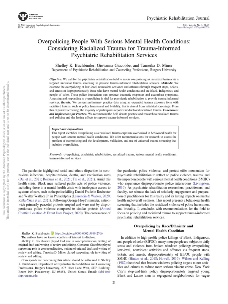 Over Policing | PDF | Mental Disorder | Violence